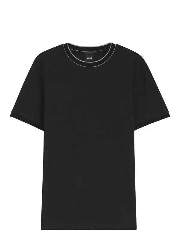 BOSS Regular-fit T-shirt In Structured Cotton With Tipping Details - Black