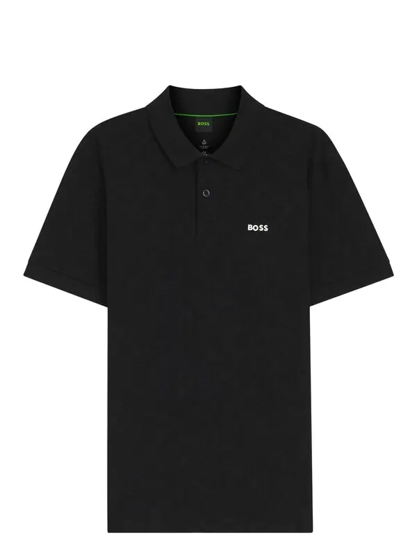 BOSS Cotton-piqué Polo Shirt With All-over Print - Black