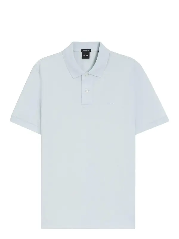 BOSS Pallas Polo Shirt In Cotton Piqué With Embroidered Logo - Light Blue
