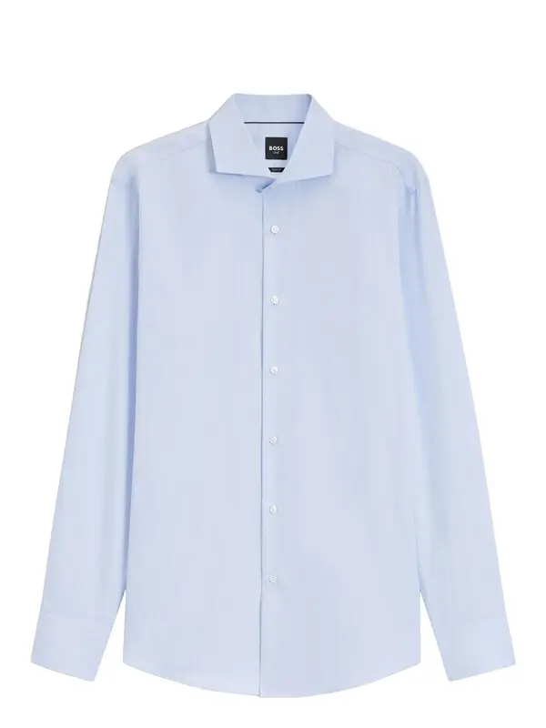 BOSS Slim-fit Shirt Crafted From A Wrinkle-resistant Cotton Blend - Light Blue