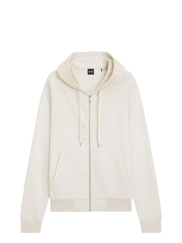 BOSS Zip-up Hoodie With Monogram Hood - White
