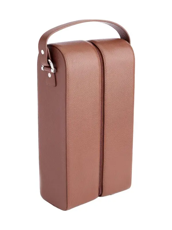 ROYCE NEW YORK Double Wine Bottle Carrying Case - Tan