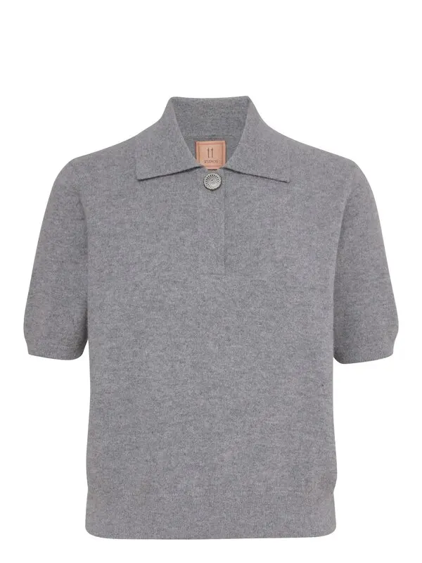 TT STUDIOS Dakota Cashmere Short Sleeve Polo Shirt - Stone
