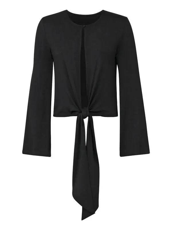 TT STUDIOS 6525 Dylan Top With Flared Sleeves And Keyhole Cutout - Black