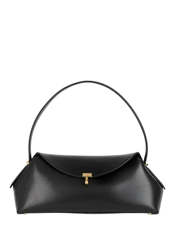 TOTEME T-lock Leather Shoulder Bag - Black