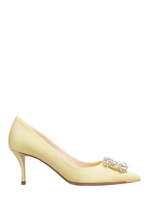 ROGER VIVIER Efflorescence Pumps In Satin - Yellow