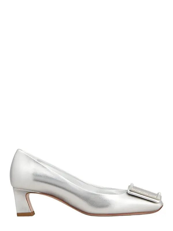 ROGER VIVIER Trompette Pumps In Metallic Nappa Leather - Silver