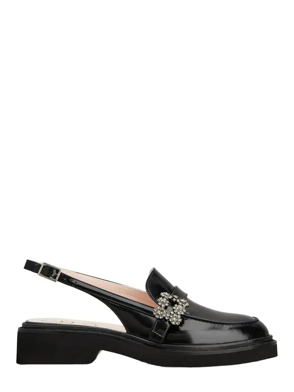 ROGER VIVIER Viv' Rangers Slingback Loafers In Leather - Black