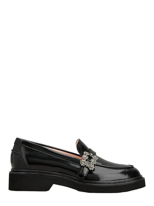 ROGER VIVIER Viv' Rangers Loafers In Leather With Efflorescence Buckle - Black