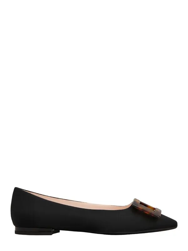 ROGER VIVIER Gommettine Ballerinas In Grosgrain With Tortoise Effect Buckle - Black