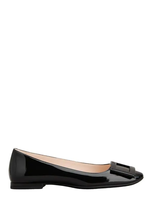 ROGER VIVIER Patent Leather Ballerinas With Lacquered Buckle - Black
