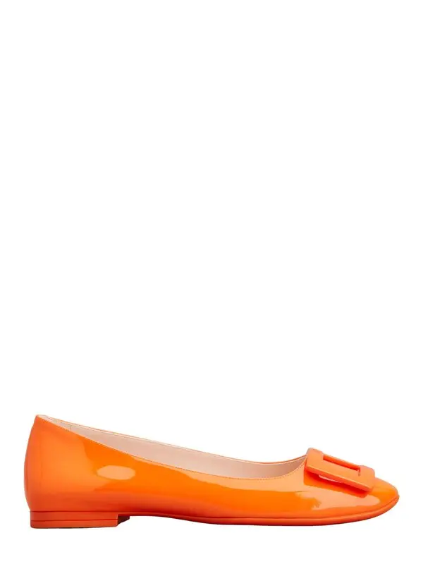 ROGER VIVIER Patent Leather Ballerinas With Lacquered Buckle - Orange