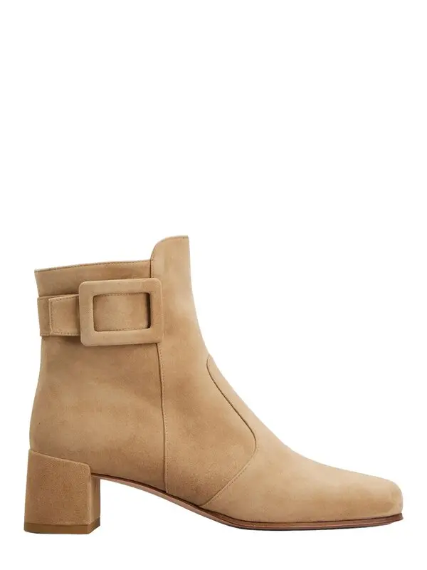 ROGER VIVIER Polly Suede Booties - Beige