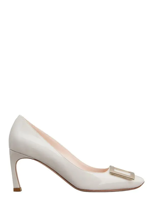 ROGER VIVIER Trompette Pumps In Patent Leather - Ice Gray