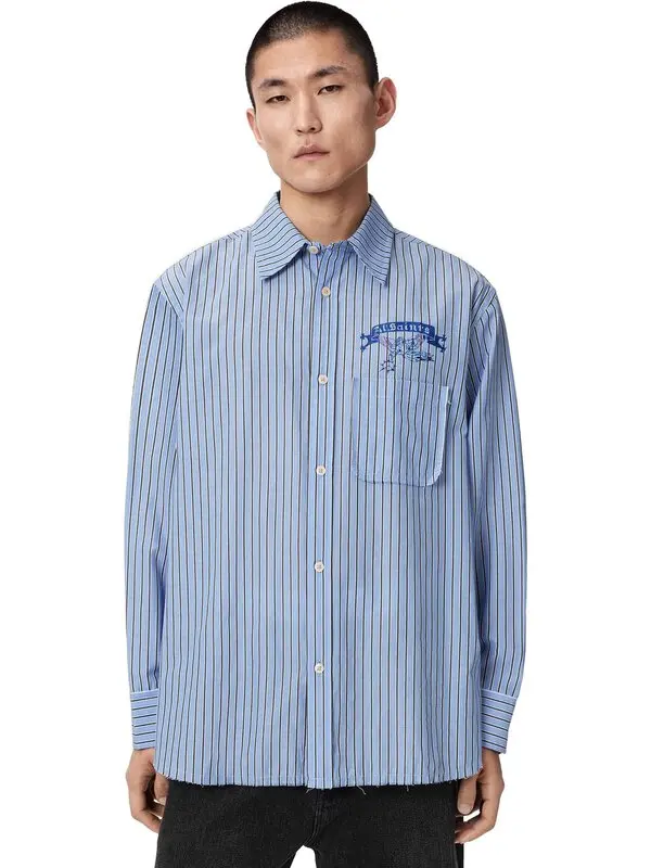 ALLSAINTS Norte Oversized Long Sleeve Striped Shirt - Blue
