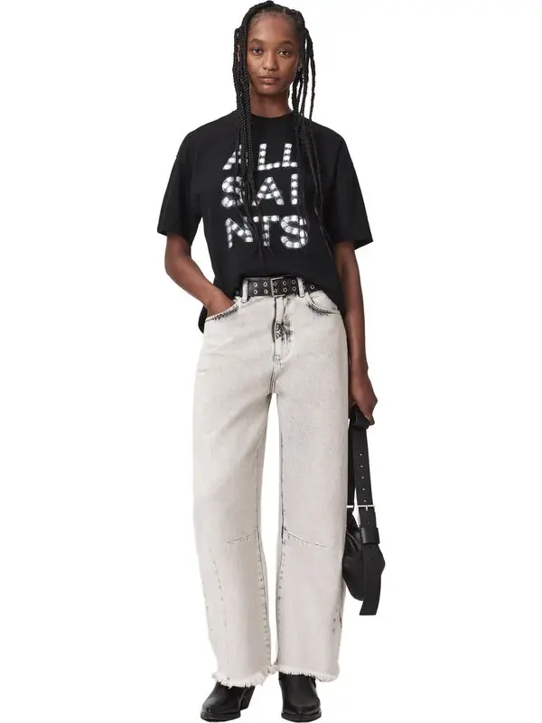 ALLSAINTS Payton High Waisted Barrel Leg Denim Jeans - Grey
