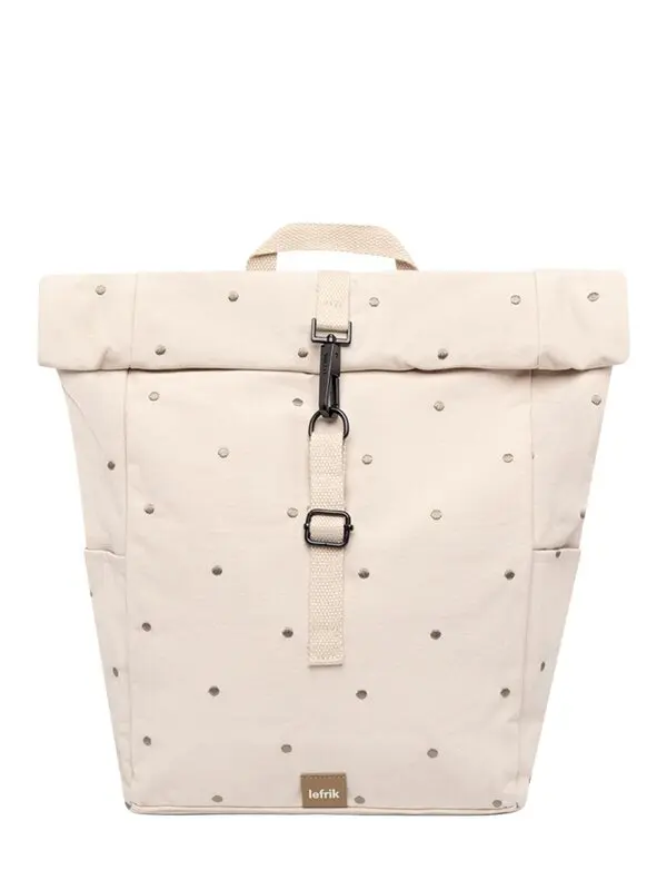 LEFRIK Roll Mini Backpack, Ecru Dots - White