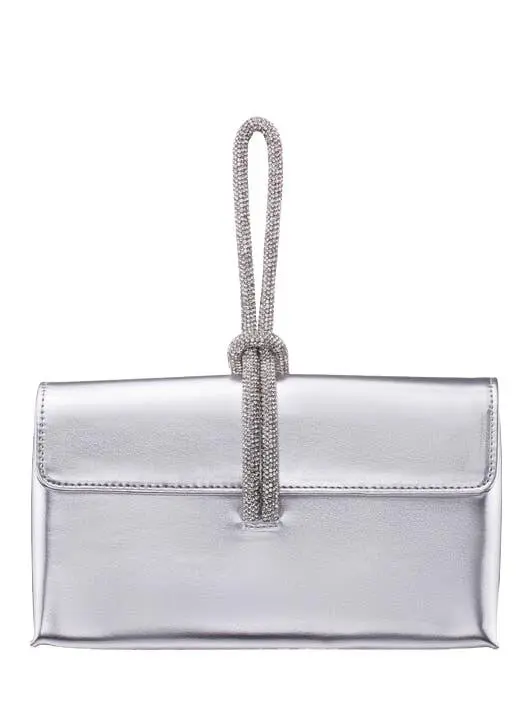 Nina Kaylee Metallic Faux Leather Clutch - Silver