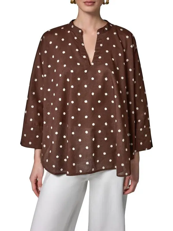 Donna Karan New York Printed Cotton Voile Blouse - Canyon/cream