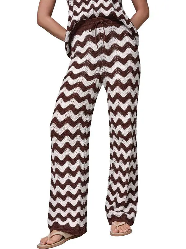 Donna Karan New York Scallop Stripe Pointelle Pants - Canyon/cream