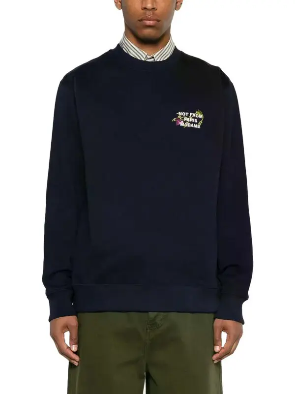 Drole De Monsieur Floral-print Crew Neck Sweater - Blue