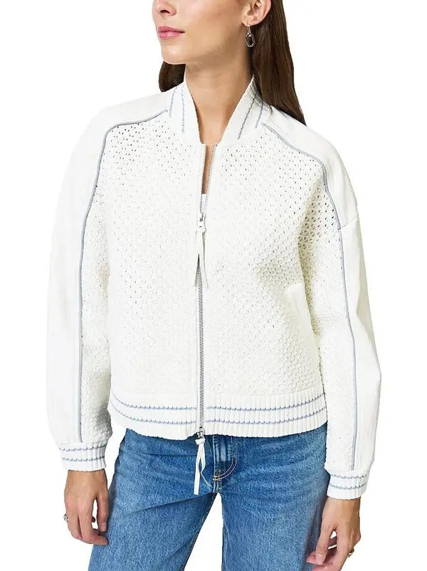 Central Park West Ophelia Crochet Sweater Bomber - Bone