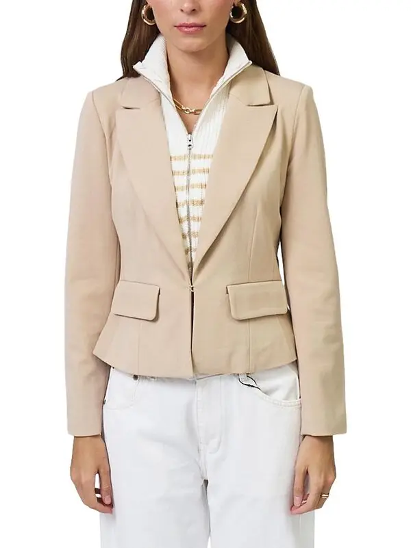 Central Park West Chloe Nautical Stripe Sweater Dickey Jacket - Light Brown