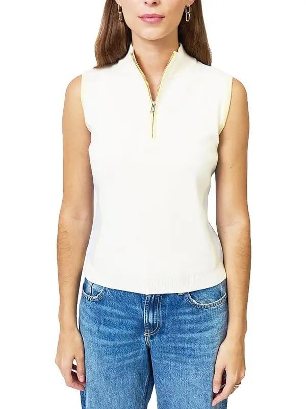 Central Park West Sleeveless Zip-up Sweater - Bone White