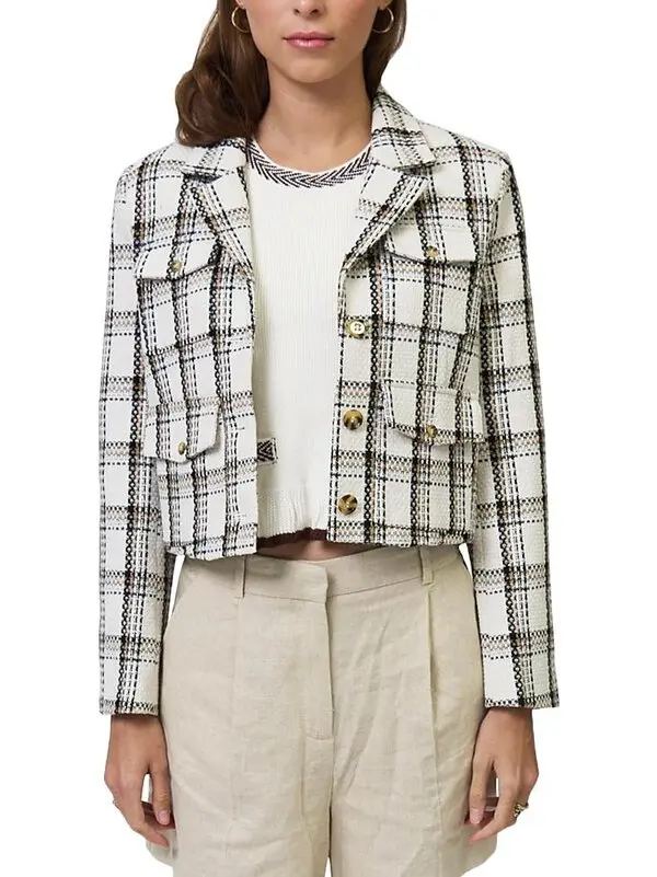 Central Park West Madison Cropped Plaid Jacket - Light Plaid