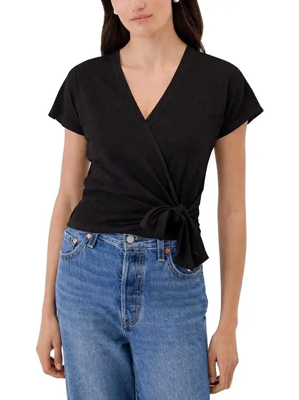 Goldie LeWinter Short Sleeve Ballet Wrap Top - Black