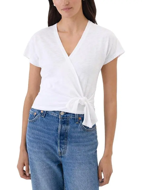 Goldie LeWinter Short Sleeve Ballet Wrap Top - White