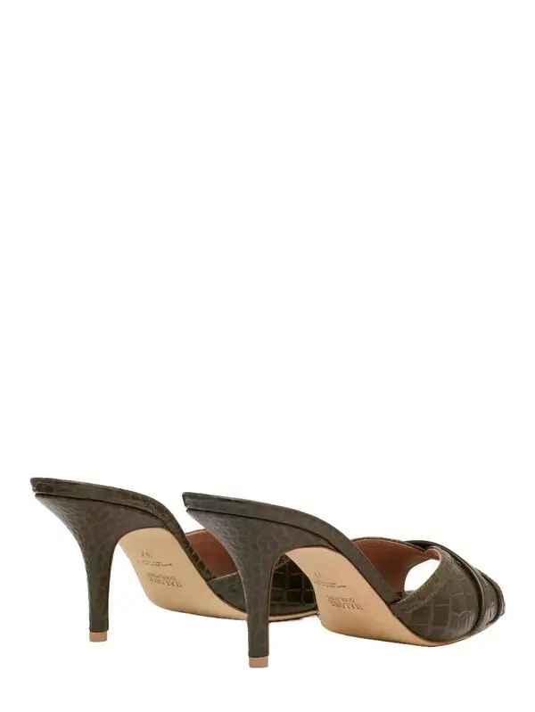 MALONE SOULIERS Perla Embossed Leather Sandals - Green