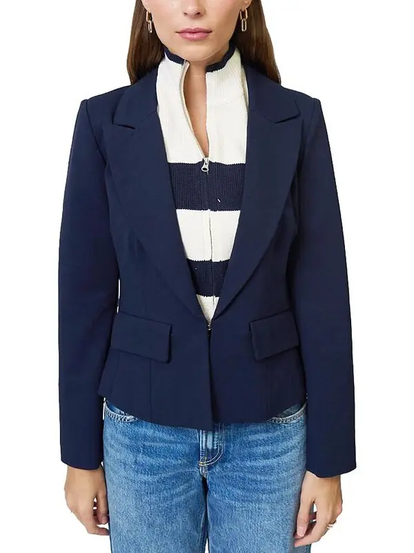 Central Park West Chelsea Rugby Stripe Sweater Dickey Jacket - Navy Blue