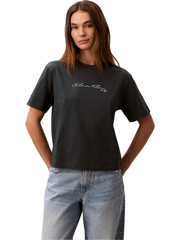 Calvin Klein Script Logo Graphic Boxy T-shirt - Biloxi Blues