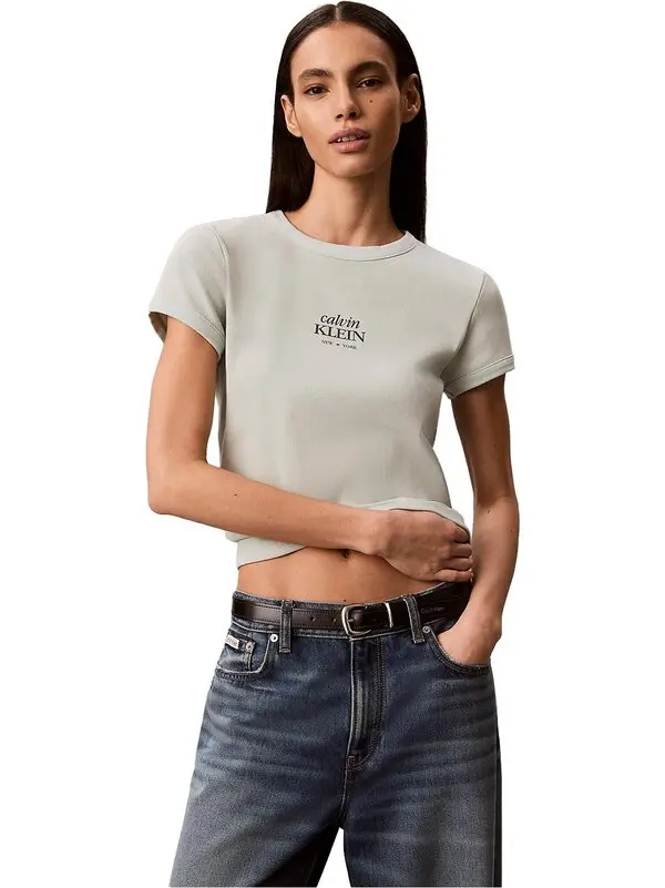 Calvin Klein Logo Graphic Rib Slim T-shirt - Pale Meadow