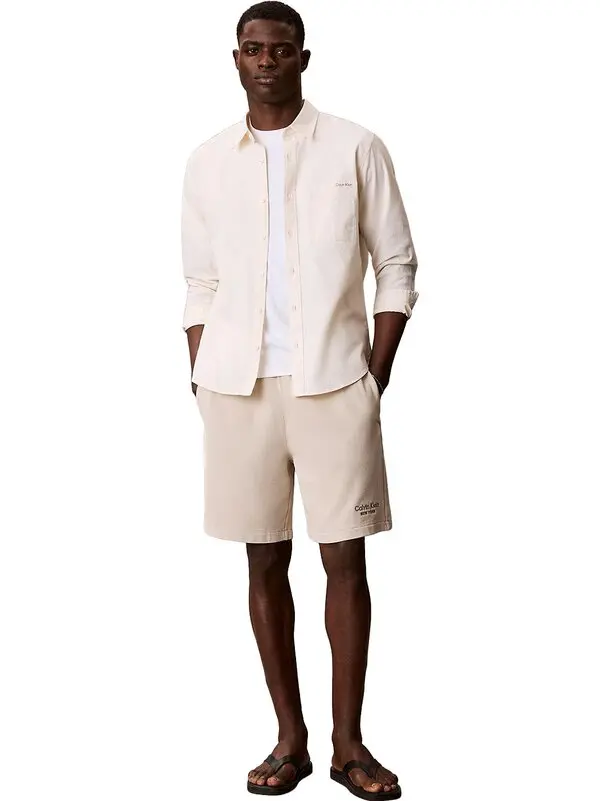 Calvin Klein Terry Logo Graphic Pull-on Shorts - White Pepper