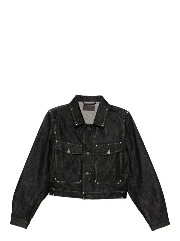 LEMAIRE Cropped Stud-embellished Denim Jacket - Blue