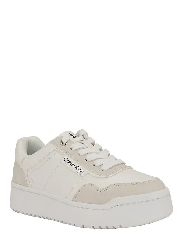 Calvin Klein Adryen Sneaker With Cushioned Sole And Logo Details - White