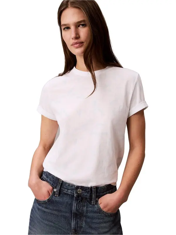 Calvin Klein Allover Faded Monogram Classic T-shirt - Bright White Aop