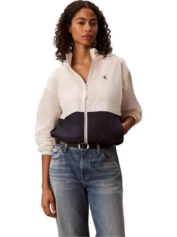 Calvin Klein Colorblock Monogram Windbreaker Jacket - Tofu