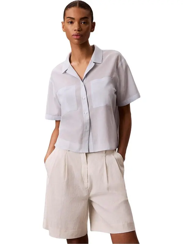 Calvin Klein Cotton Blend Relaxed Button-down Shirt - Blue Dream