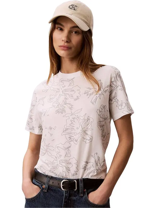 Calvin Klein Floral Graphic Classic Fit T-shirt - Bright White Aop