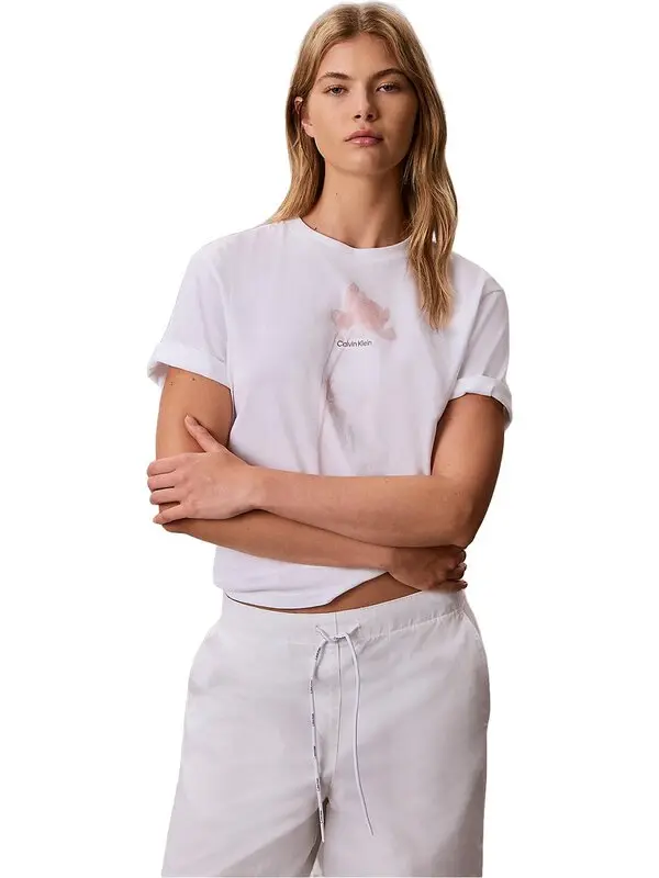 Calvin Klein Floral Logo Graphic Boxy T-shirt - Bright White