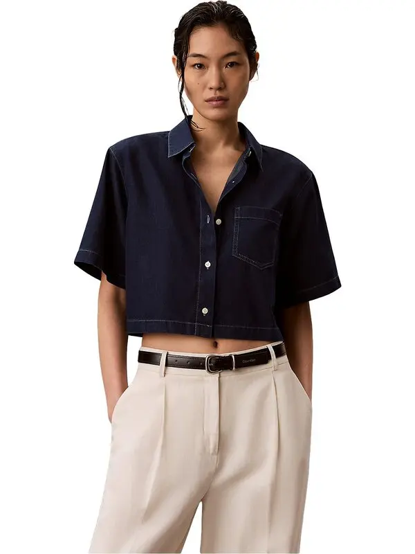 Calvin Klein Cropped Boxy Shirt - Crisp Sky