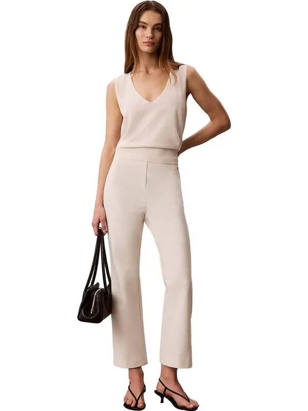 Calvin Klein Ponte Cropped Flared Pants - Tofu
