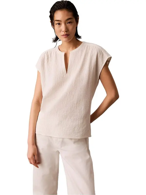 Calvin Klein Double Gauze Relaxed T-shirt - Tofu