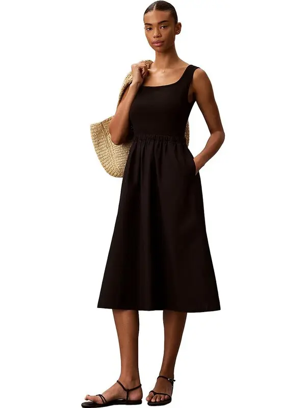 Calvin Klein Gathered Midi Dress - Black