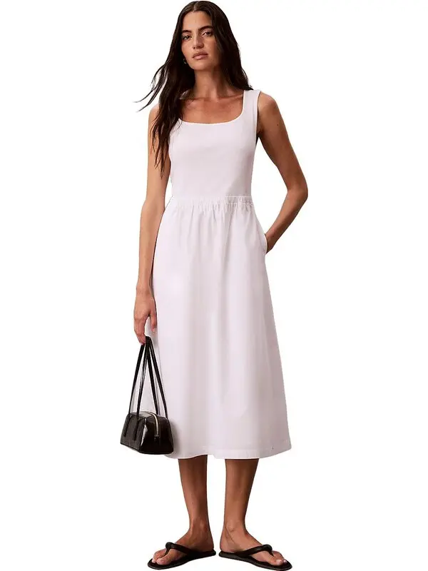 Calvin Klein Gathered Midi Dress - Bright White