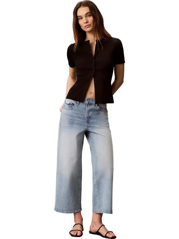 Calvin Klein Cropped Wide Leg Jeans - Light Augusta