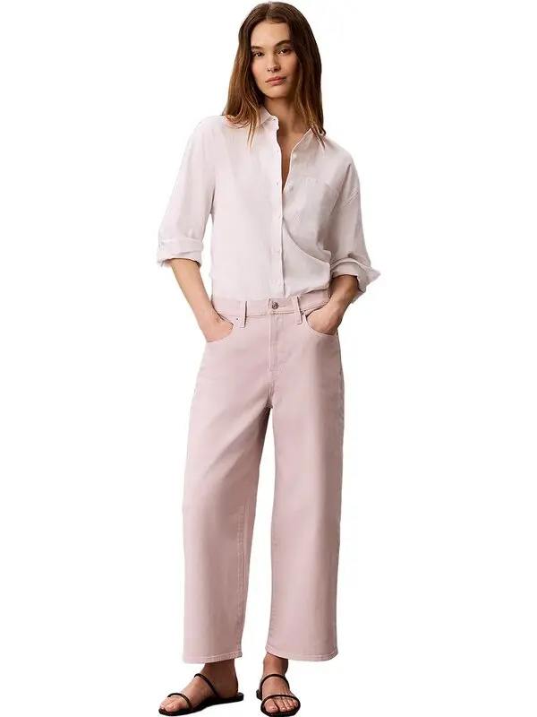 Calvin Klein Cropped Wide Leg Jeans - Lilac Drift